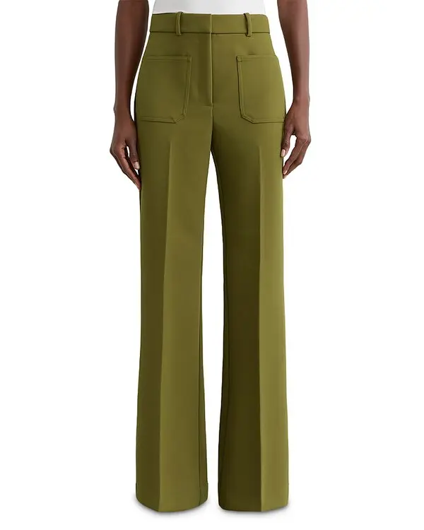 REISS Priya Flare Trousers - Chartreuse
