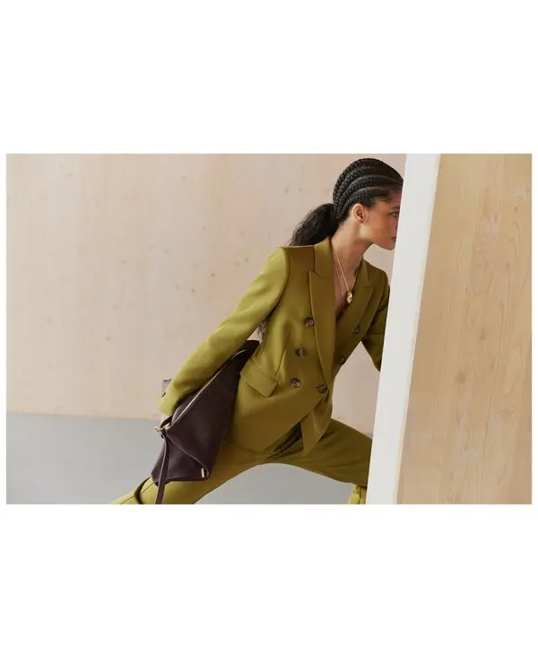 REISS Priya Flare Trousers - Chartreuse
