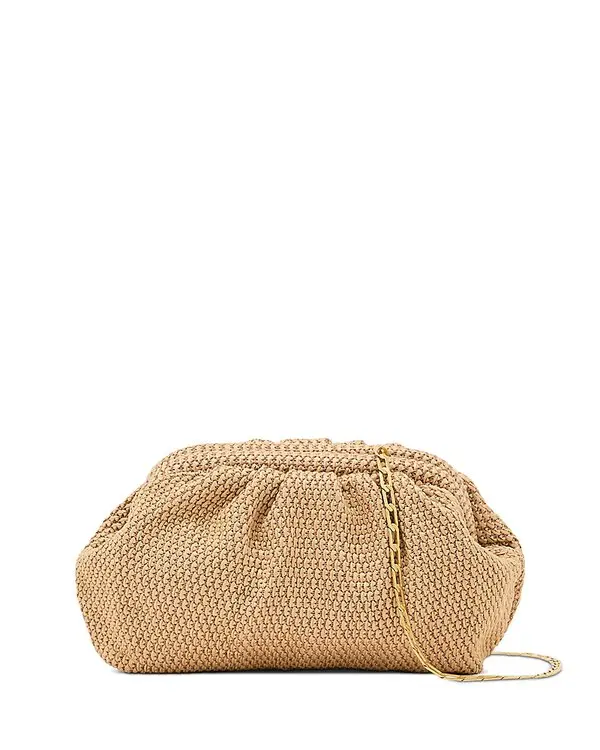 REISS Georgia Woven Ruched Clutch - Natural