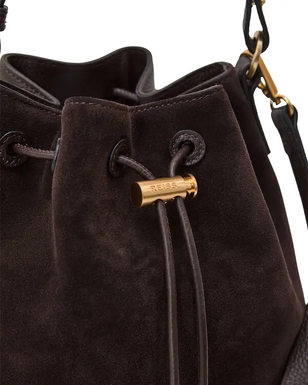 REISS Esther Suede Bucket Bag