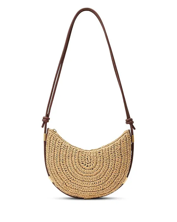 REISS Harriet Raffia Effect Rope Style Leather Shoulder Bag - Natural