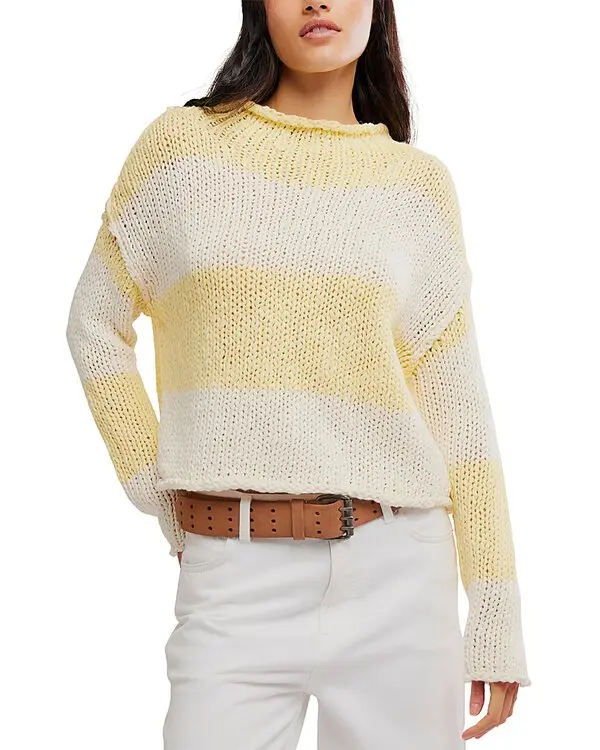 Free People Opal Knit Sweater - Lemon Combo