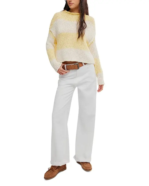 Free People Opal Knit Sweater - Lemon Combo