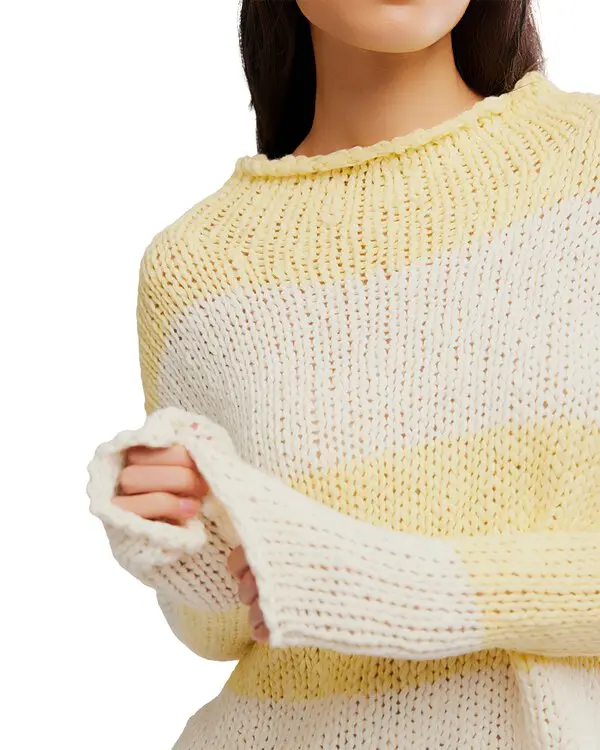 Free People Opal Knit Sweater - Lemon Combo