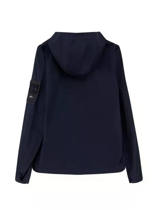Stone Island Hooded Jacket With Logo Patch - Blue