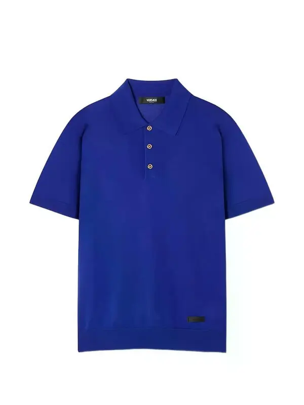 Versace Fine-knit Polo Shirt - Blue