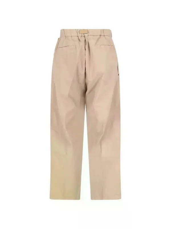 WHITE SAND Pleated Belted Trousers