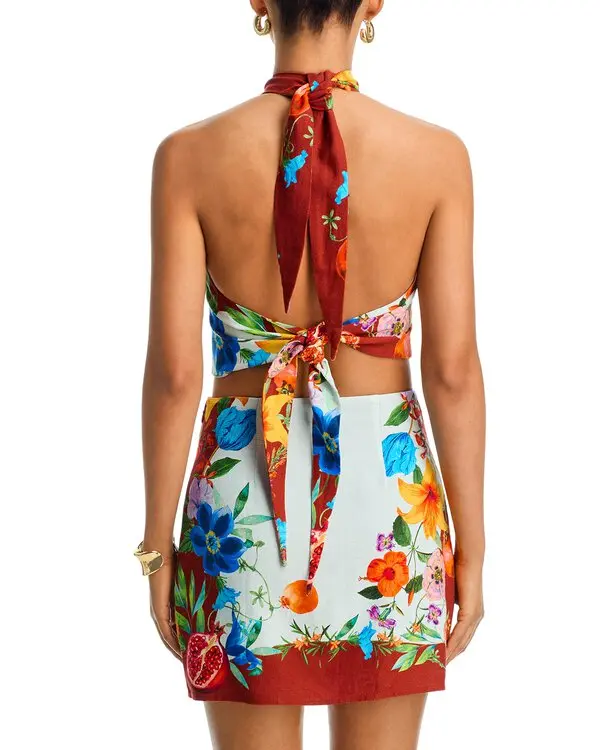 Aqua Floral Scarf Halter Top