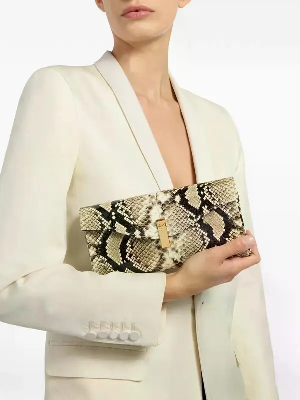 GIUSEPPE ZANOTTI Flutie Python-effect Clutch Bag - Neutrals