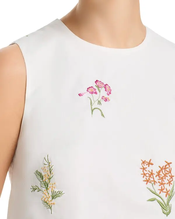 Aqua Embroidered Scallop Tank