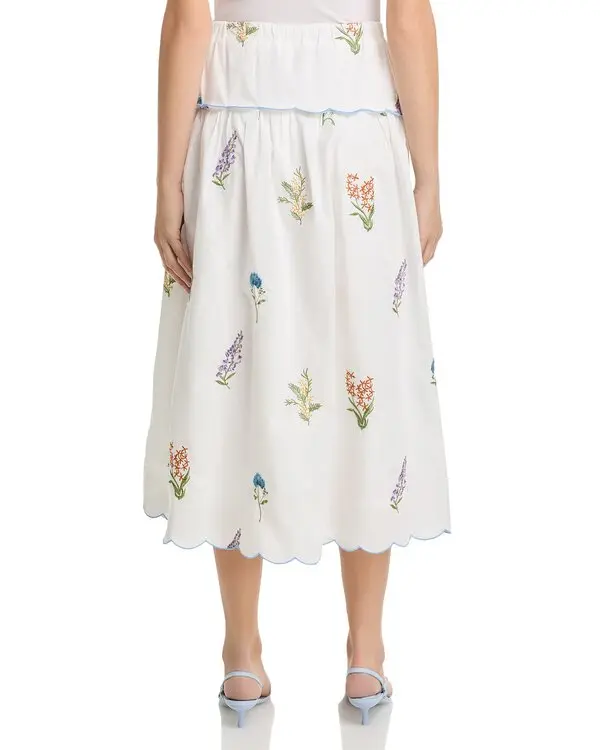 Aqua Scalloped Midi Skirt
