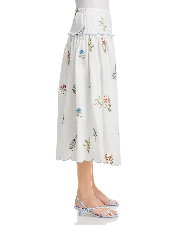 Aqua Scalloped Midi Skirt