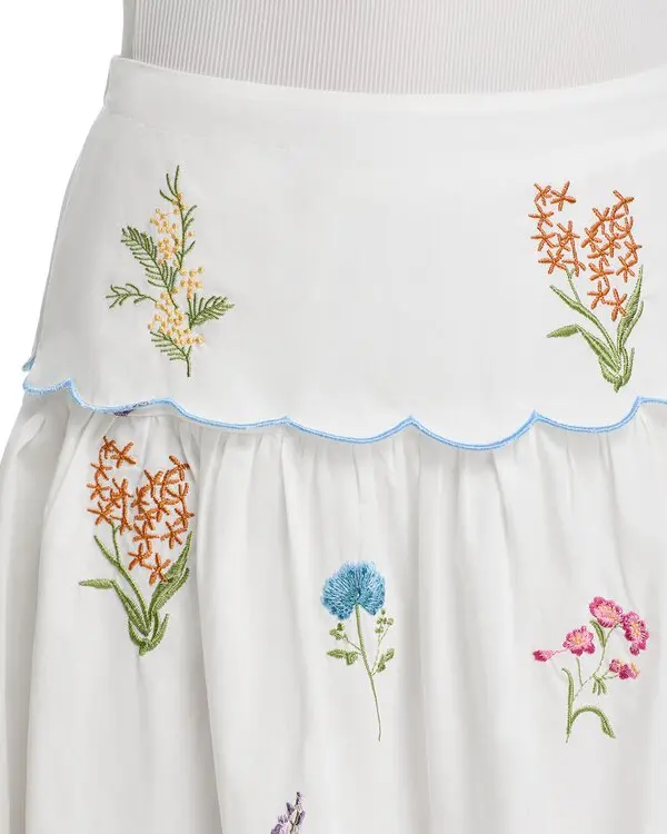 Aqua Scalloped Midi Skirt