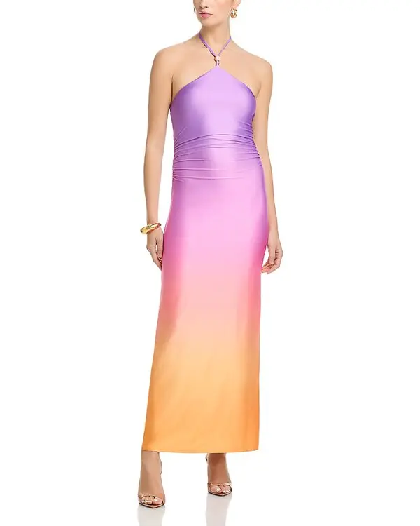 Aqua Halter Neck Dress - Purple Ombre
