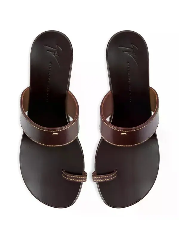 GIUSEPPE ZANOTTI Leather Stitching Sandals - Brown