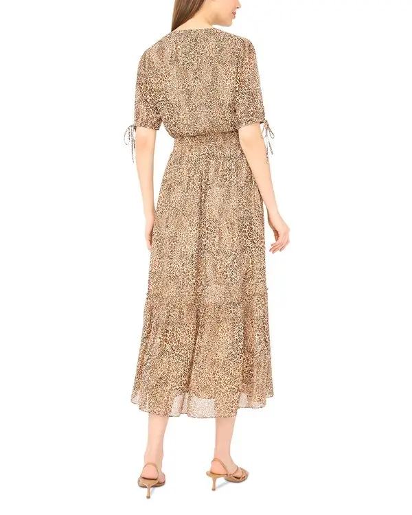 CECE DUPRAZ Tie Sleeve Smocked Midi Dress