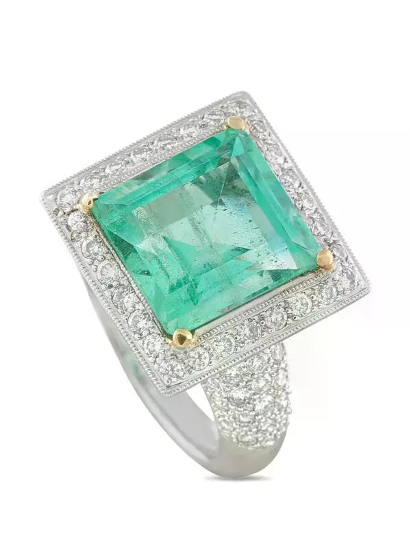 LB EXCLUSIVE Emerald And Diamond Ring - Silver