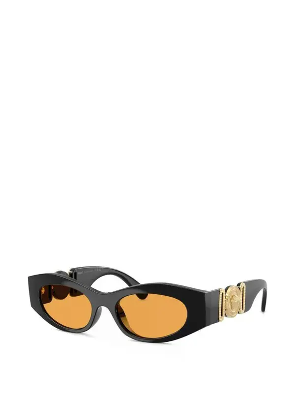 Versace Medusa-detail Oval Sunglasses - Black