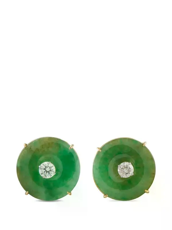 LB EXCLUSIVE Diamond And Jade Earrings - Gold