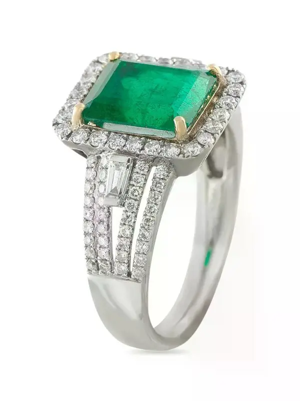 LB EXCLUSIVE Diamond And Emerald Ring - Silver