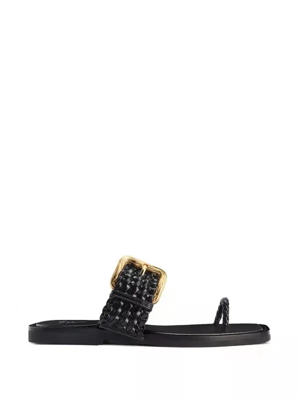 GIUSEPPE ZANOTTI Cristã Woven Buckle Sandals - Black