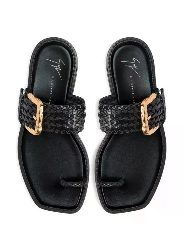 GIUSEPPE ZANOTTI Cristã Woven Buckle Sandals - Black