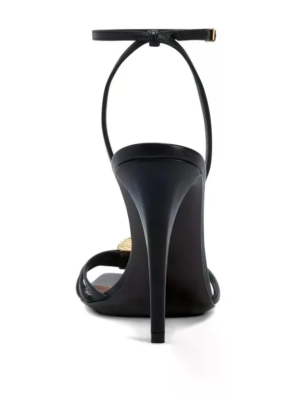 GIUSEPPE ZANOTTI Sunset Glow Rhinestone Brooch Strappy Sandals - Black