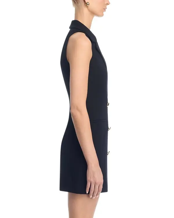 French Connection Whisper Double Breasted Halter Minidress - Black
