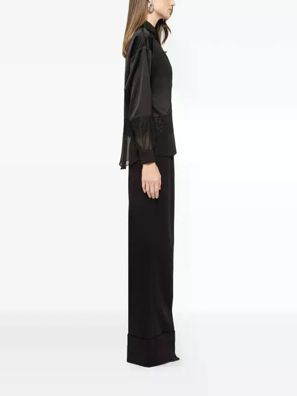 NISSA Lace-panelled Satin Shirt