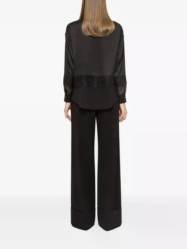 NISSA Lace-panelled Satin Shirt