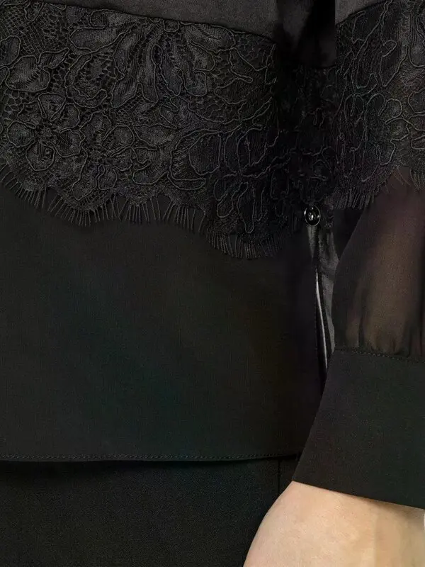 NISSA Lace-panelled Satin Shirt