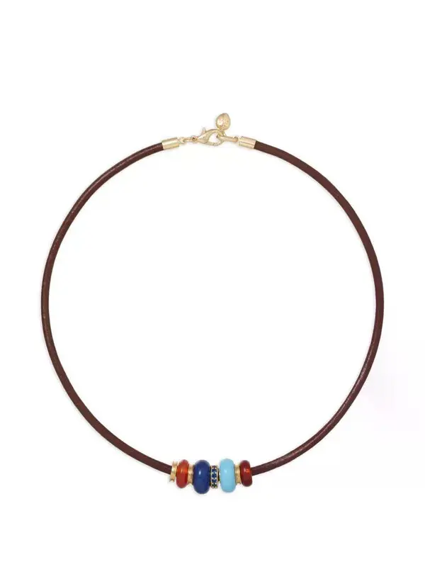 ROXANNE ASSOULIN The Leather Stone Slider Necklace - Gold