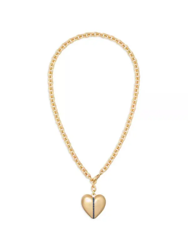 ROXANNE ASSOULIN Sapphire Stripe Heart Pendant - Gold