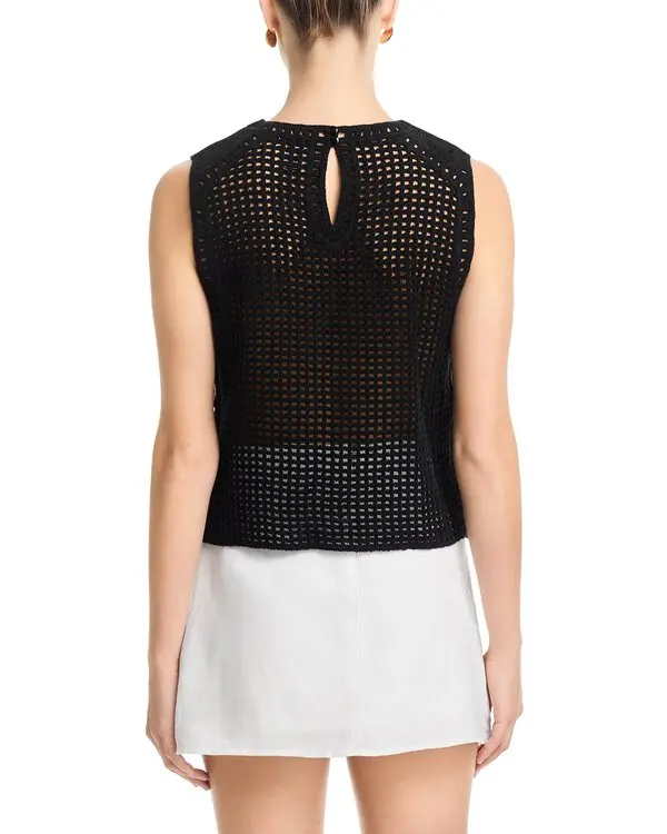 Aqua Floral Crochet Tank Top - Black/white