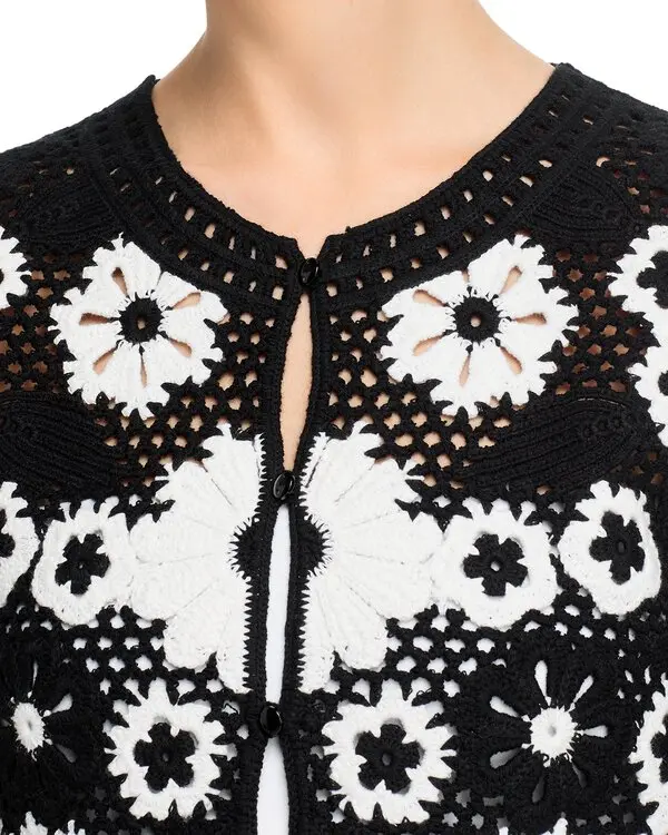 Aqua Crochet Flower Cardigan Sweater