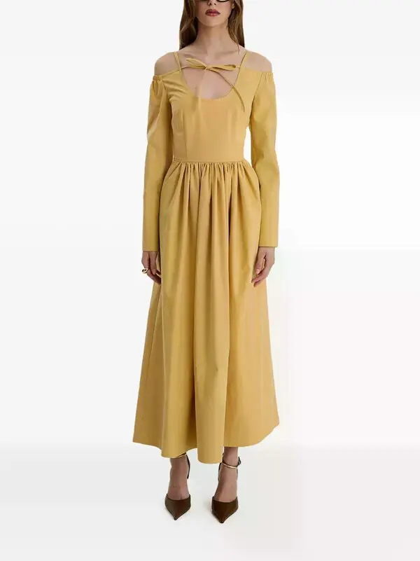 MOOS STUDIO Cold-shoulder Tie Maxi Dress