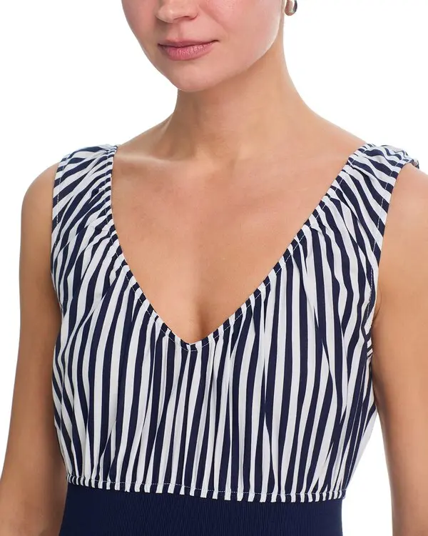 Aqua Stripe Knit Tank Midi Dress