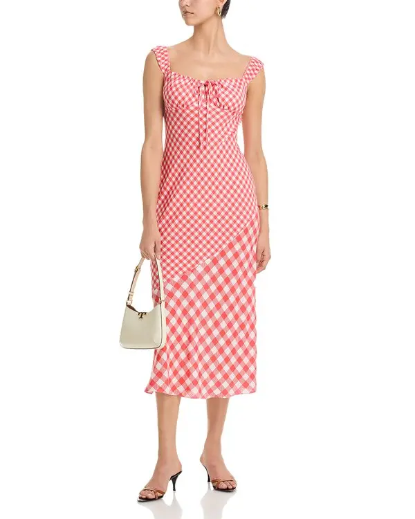 Aqua Gingham Midi Dress