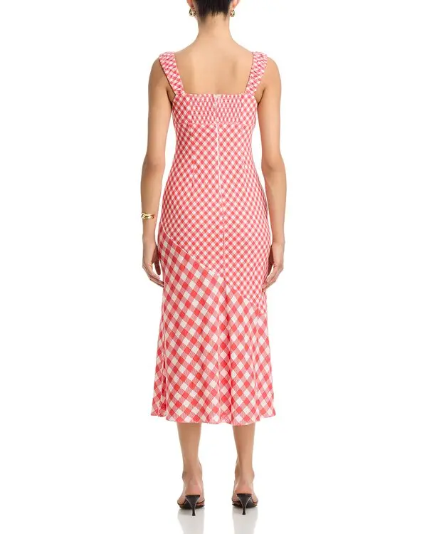 Aqua Gingham Midi Dress