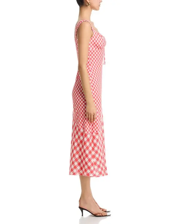 Aqua Gingham Midi Dress