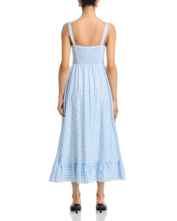 Aqua Gingham Bustier Midi Dress