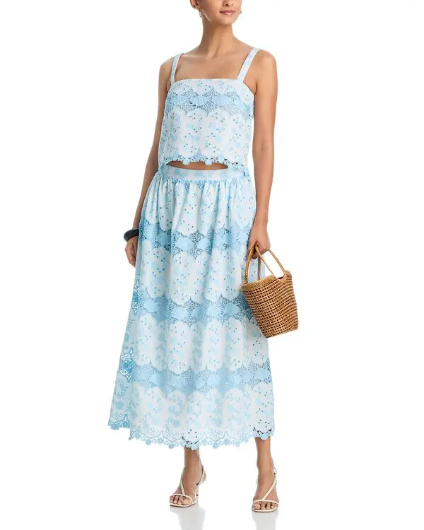 Aqua Embroidered Top