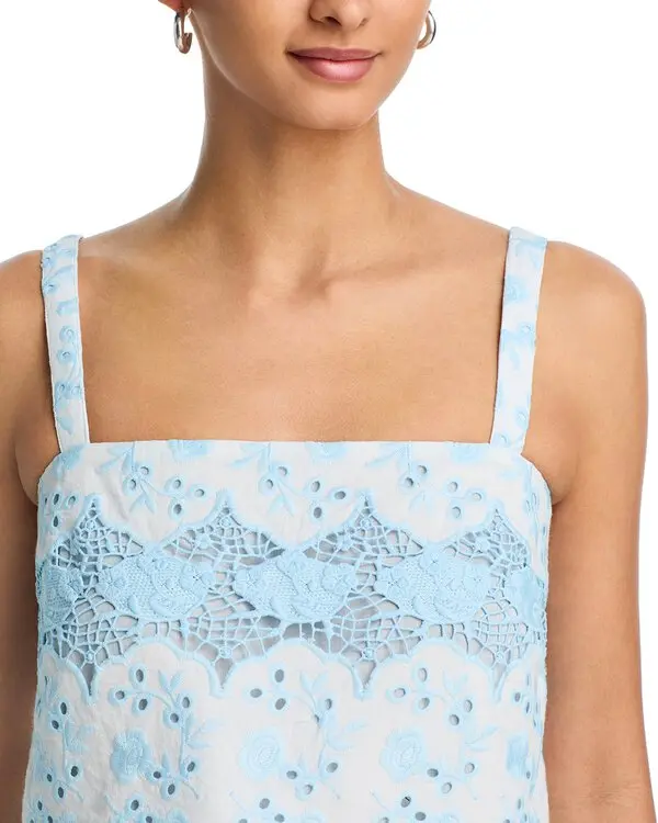 Aqua Embroidered Top