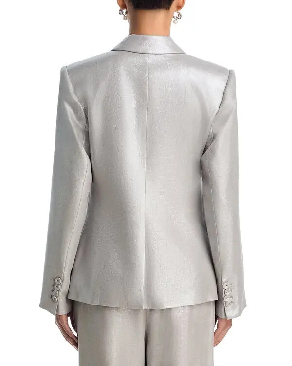 Aqua Metallic Linen Blend Blazer