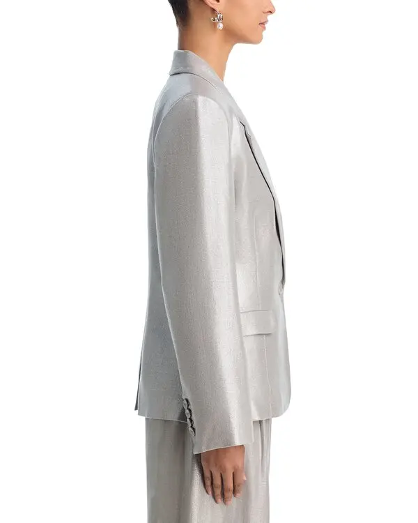 Aqua Metallic Linen Blend Blazer