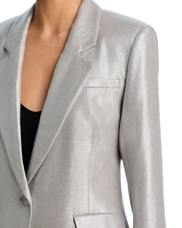 Aqua Metallic Linen Blend Blazer