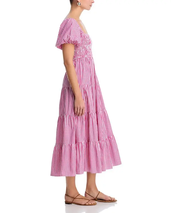 Aqua Striped Poplin Midi Dress