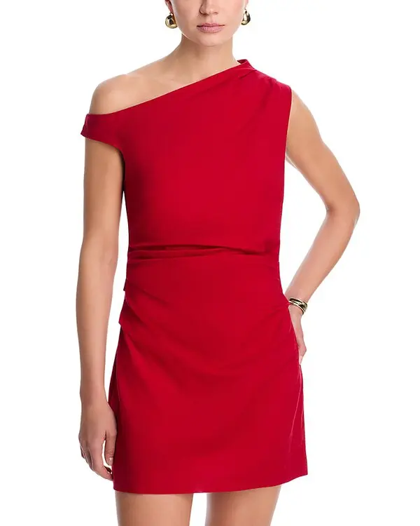 Aqua Asymmetric Mini Dress - Red