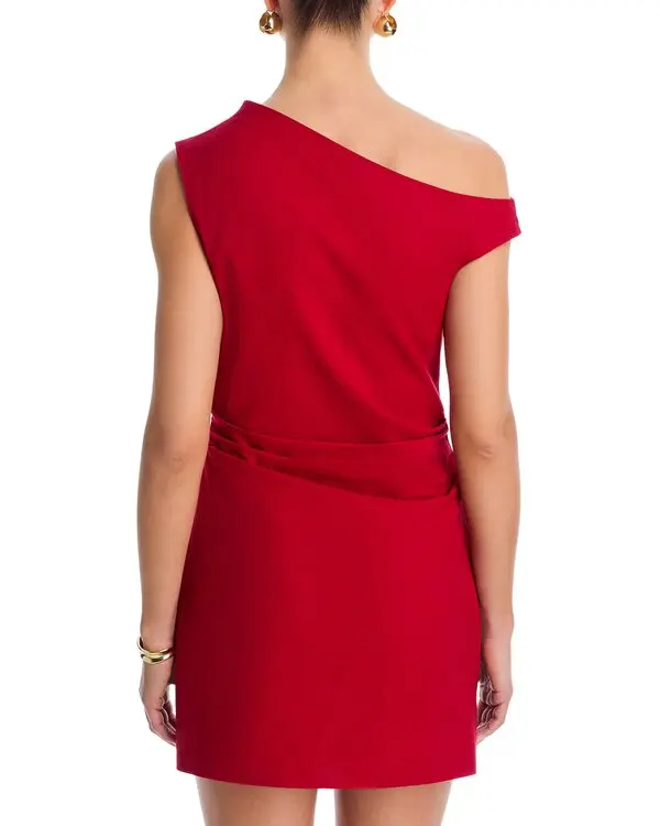 Aqua Asymmetric Mini Dress - Red