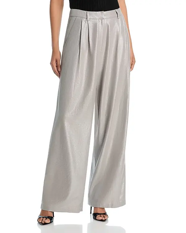 Aqua Metallic Wide Leg Pants